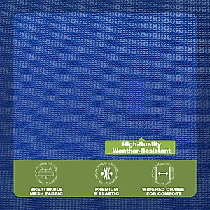 Yardenaler Outdoor Foldable Chaise Lounge Chair with Detachable Pillow & Pocket, Portable Tanning Chair with 4 Position Adjustable Back, Patio, Beach and Pool, Blue