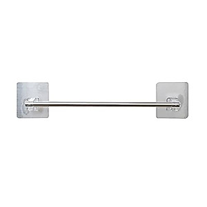 STARMS Stainless Steel Bath Towel Holder Self Adhesive Wall Mounted Hanger Towel Rack Single Rod Organiser for Home Kitchen