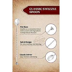 KITESSENSU Bar Spoon, 12 Inches Stainless Steel Cocktail Mixing Spoon With Muddler, Bartender Bar Stirring spoon for Layering, Stirring, Crushed Ice, Spiral Pattern