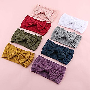 Makone 8PCS Baby Nylon Headbands Hair Bows Elastics Handmade Hair Accessories for Baby Girls Babies Newborn Infant Toddler 0-3 0-6 6-12 Months