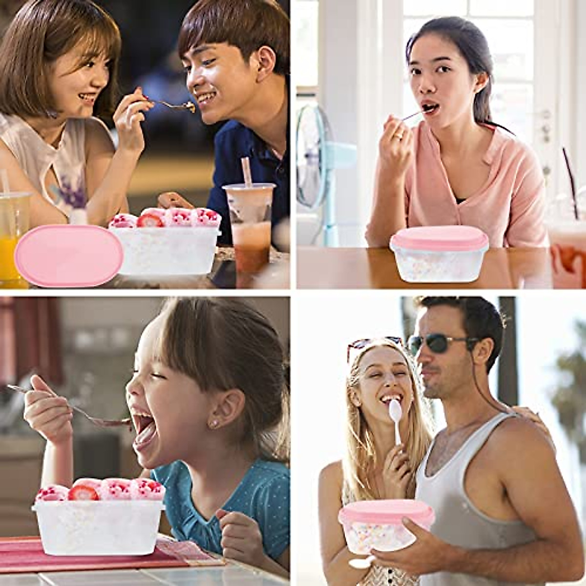 YARNOW 2pcs Ice Cream Storage Containers with Lids Homemade Ice Cream Tubs Oval Freezer Containers Storage Freezer Container Cake Boxes for Home Kitchen Pink