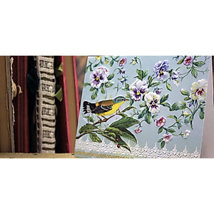 Carol Wilson Fine Arts Inc.- Pansies & Warbler - Embossed & Die Cut Blank Note Cards in Portfolio Box - 10 count - ncp2449