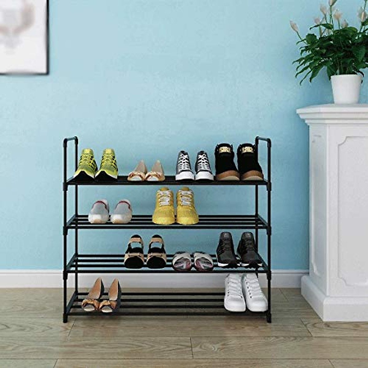 TAZSJG 4 Layers Metal Shoes Rack Home Assemble Modern Strong Bearing Storage Shelf