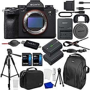 Sony Alpha 1 Full-Frame Mirrorless Camera Bundle with Extra Battery, Camera Backpack, Handy Case, Tripod, 2X 64GB Memory Card, Hand/Wrist Strap + More | Sony a1