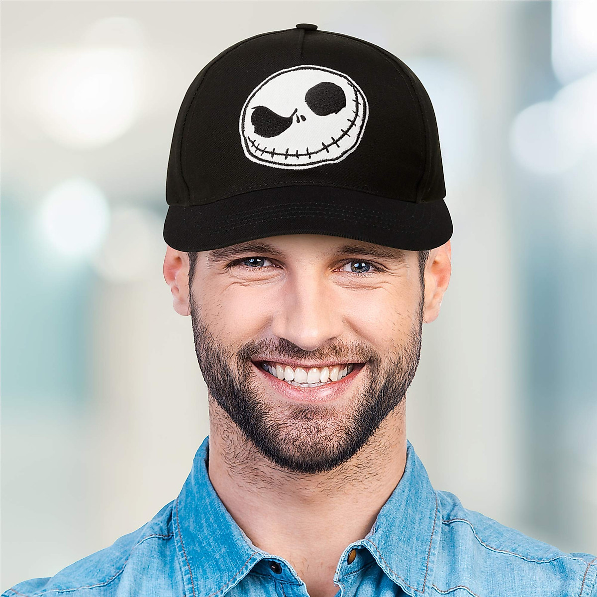 Disney Men’s Nightmare Before Christmas Hat – Jack Skellington Baseball Cap, Dad Hat, Size One Size, Jack Skellington Black