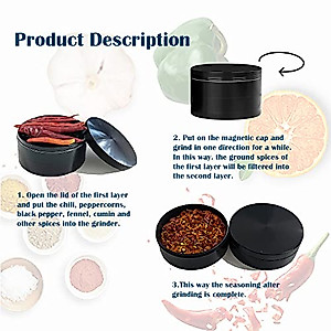 Romybue Spice Grinder Small 2.0 Inch Black