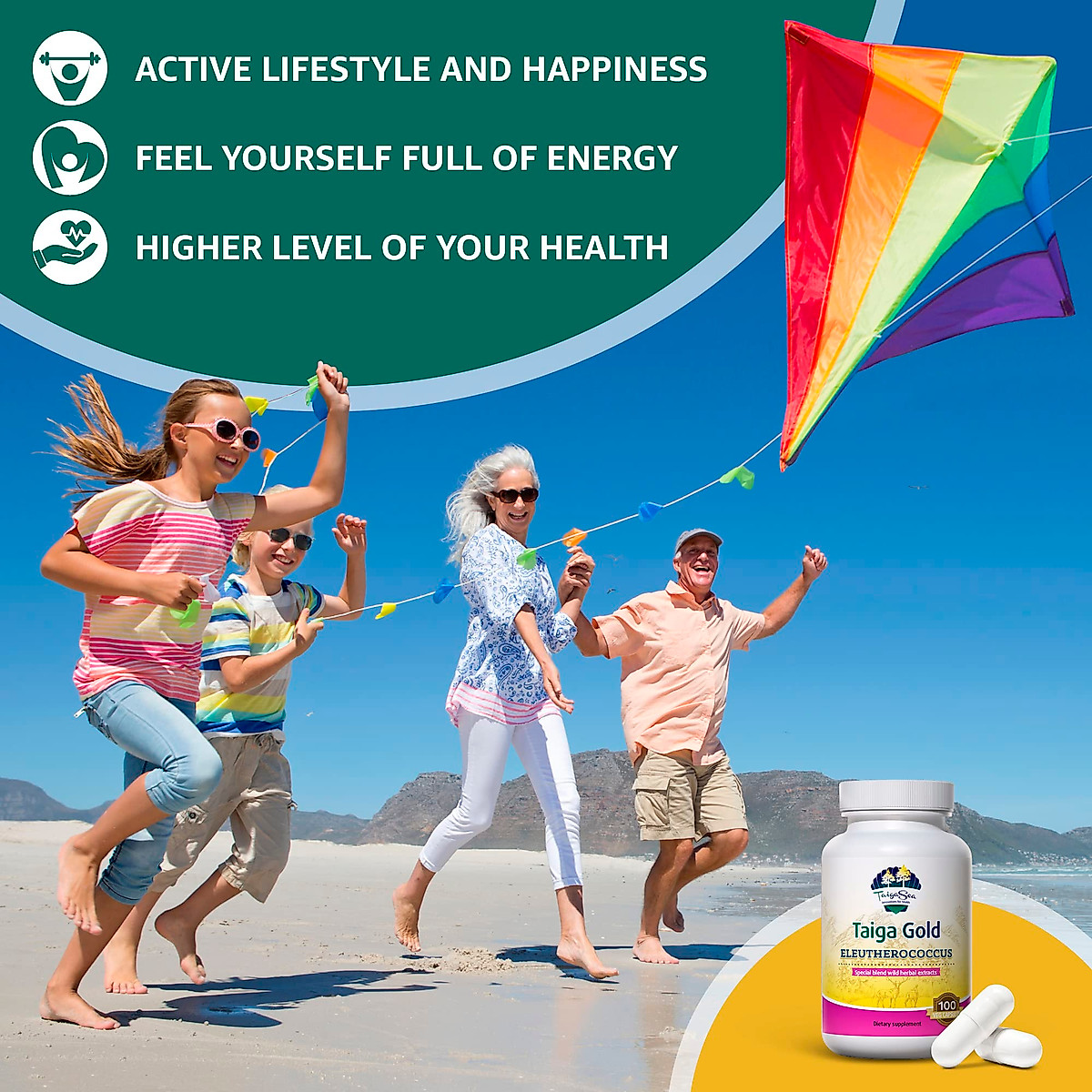 TAIGASEA Wild Eleuthero Root Extract, Herbal Extract Blend with Eleutherococcus for Immunity and Physical Shape, Stamina and Endurance, 100 Vegeterian Capsules