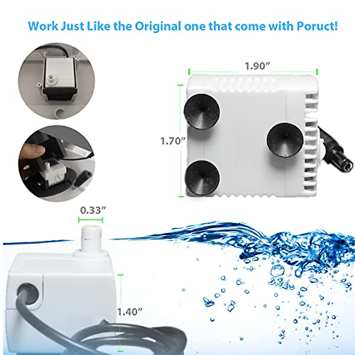 Ulrempart Pump with 10 filters, Compatible with AeroGarden Harvest Bounty Farm Extra Ultra all models, Pump replacement model #200623