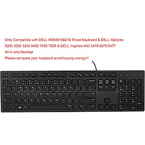iKammo Keyboard Cover Skins Compatible with Dell KB216 & KM636 Keyboards & Dell Optiplex 5250/3050/3240/5460/7450/7050 & Inspiron AIO 3475/3670/3477 Desktops