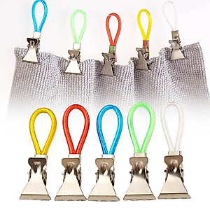 5 Pcs Towel Clips, Portable Metal Towel Hooks with Hanging Loop, Multifunctional Colorful Clips for Kitchen Bathroom Hanging Towels