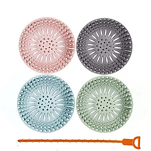 Drain Hair Catcher Shower Drain Hair Trap and Drain Hair Clog Hair Trap Remover Cleaning Tool Snake Shower Drain Protectors for Tub Bathtub Sewer Kitchen 5 Pack