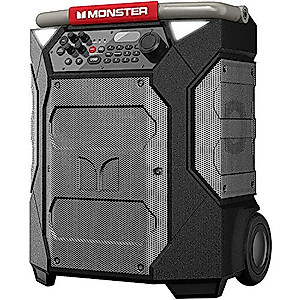Monster Rockin' Roller 270 Portable Indoor/Outdoor Wireless Speaker, 200 Watts, Up to 100 Hours Playtime, IPX4 Water Resistant, Qi Charger, Connect to Another TWS Speaker (Slate)