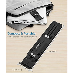 BoYata Laptop Stand, Portable Laptop Holder Computer Stand for Desk, Aluminum Foldable Laptop Riser with 6 Levels Height Adjustment, Compatible with MacBook, HP, Lenovo, Dell, 10-15.6" Laptops (Black)