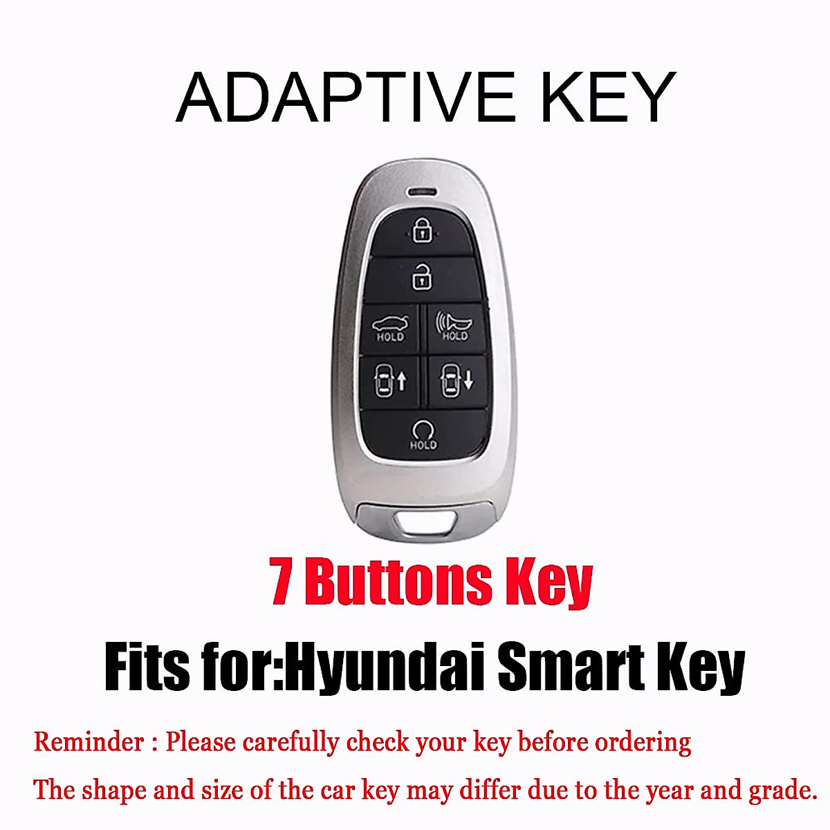 HIBEYO Key Fob Cover for Hyundai Sonata 2020 2021 2022 Santa Fe Smart Remote Auto Key Shell Soft TPU Car Accessories for Hyundai 7 Buttons Key with Bling Keychains-Black