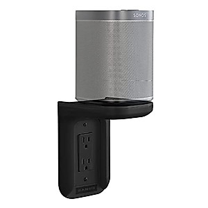 Sanus Outlet Shelf - Holds Any Device Up to 10lbs & Installs in Seconds - Includes Standard & Decora Style Outlet Covers & Integrated Cable Management Channel - Works for Sonos & Smart Home Speakers