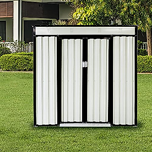 SOLAURA 6'x4' Outdoor Vented Storage Shed Garden Backyard Tool Steel Cabin (White)