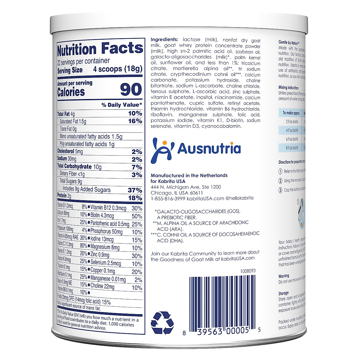 Kabrita Goat Milk Toddler Formula - Easy to Digest Baby Formula 12-24 Months - Contains Vitamin C, D, Iron, DHA, Non-GMO - Gentle on Sensitive Tummies - Formula Supporting Gut Health & Sleep - 14Oz (Pack of 3)