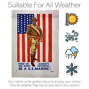 First in The Fight Garden Flag - Set Wall Hanger Armed Forces Marine Corps USMC Semper Fi United State American Military Veteran Retire - House Banner Small Yard Gift Double-Sided Made USA 13 X 18.5