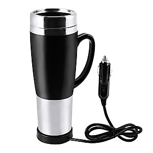 12V Car Kettle Boiler - 450ml Electric Water Insulated Car Mug - Travel Heating Cup Kettle - Car Heating Travel Cup - for Hot Coffee/Milk/Tea(Black)