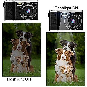 Digital Camera 24MP 4.0 Inch Touch Monitor Camera for Backpacking FHD Mini Compact Wide Angle Lens Pocket Camera for Photography(2 batteries Included)