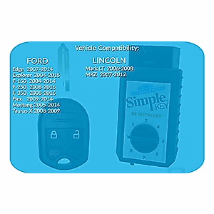 Simple Key, Key Fob and Key Programmer 3 Button Keypads, Key Replacement Remote Kit, Simple Key Programmer for Ford and Lincoln