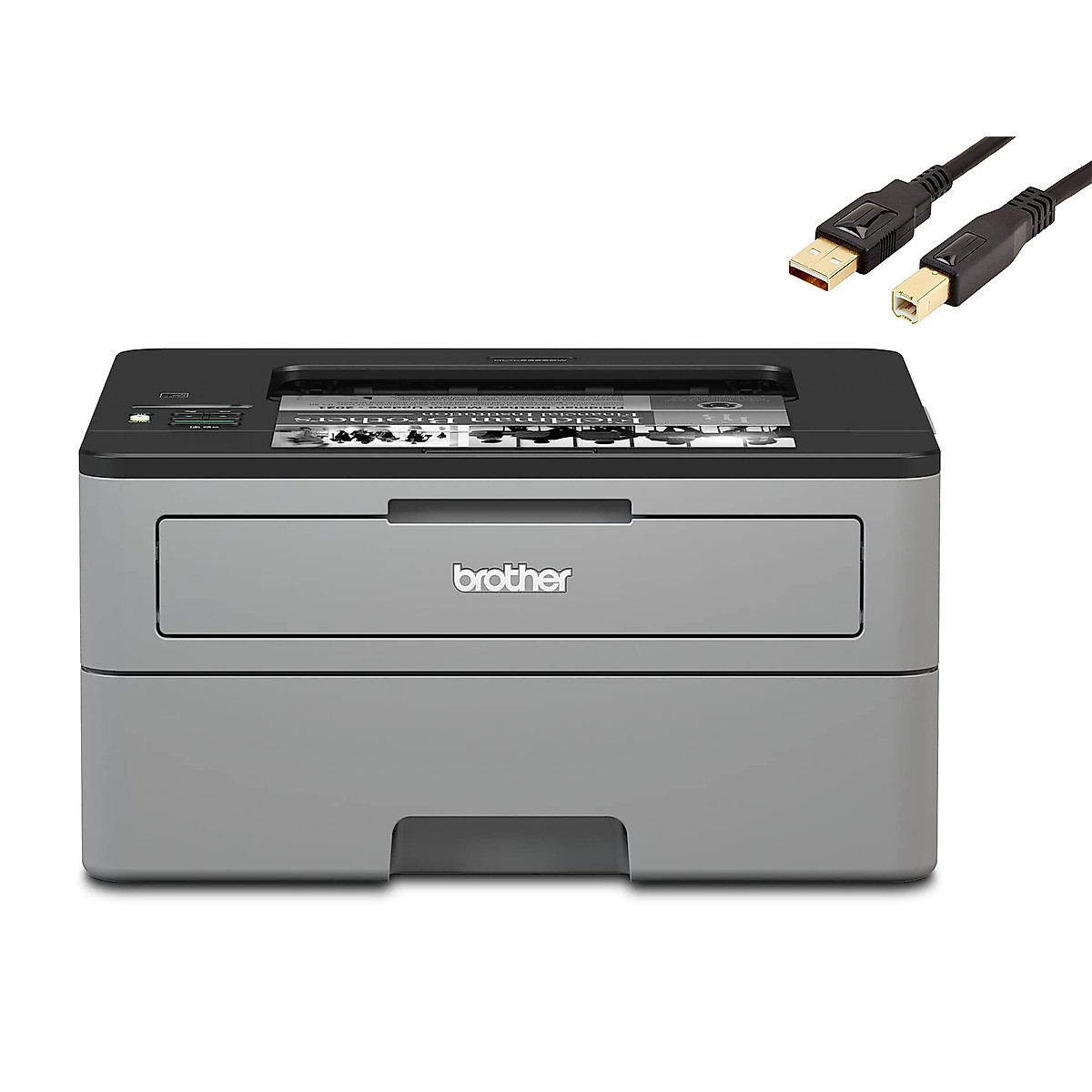 New Brother Compact Monochrome Laser Printer, HL-L23 25DW, Automatic Duplex (2-Sided) Printing, Wireless Networking, Durlyfish USB Printer Cable