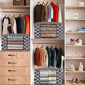 Fixwal Clothes Storage 3 Pack 100L Storage Containers Foldable Blanket Storage Bags for Organizing Clothing Bedroom Comforter Closet Dorm Sweater Quilts Organizer Grey