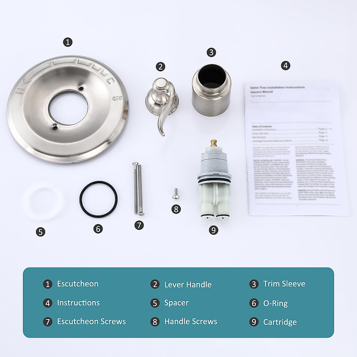 Pressure-Balancing Valve Trim Replacement for D 14 Series, Brushed Nickel