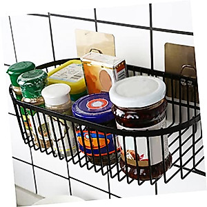 DOITOOL Bathroom Shelf Wall Mount Shelves Hanging Storage Shelves Sink Shelf Shower Organizer Kitchen Storage Basket Wall Mounted Bathroom Shelf Shampoo Holder Bathroom Holder Black Oval