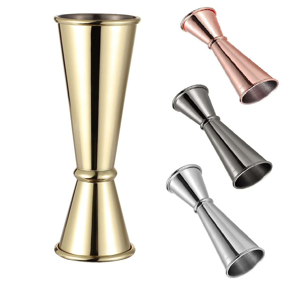 jigger 2oz 1oz,Cocktail Jigger measuring cup,with Measurements Inside Alcohol Measuring Tools shot measure jigger shot Japanese Style Sim Double Jigger for Bartending bartender tools (Gold)