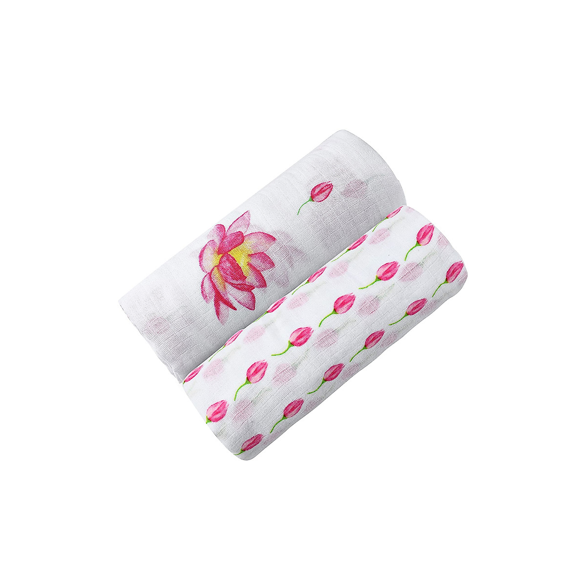 Malabar Baby Certified Organic Swaddle Blanket Set | Luxurious Cotton Muslin Blankets for Girls & Boys | Baby Receiving Swaddles for Newborns & Infants | Unique Gifts, 2 Pack (Enchanted Garden)