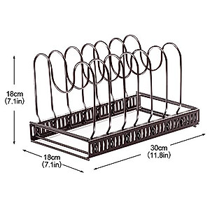 MASTERTOP Pot and Pan Organizer for Cabinet,Expandable Pan Organizer Rack,Pot Lid Organizer with 7 Compartments for Kitchen Counter and Cabinet Pantry Bakeware Organizer Rack Holder