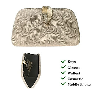 Womens Evening Bags Formal Bridal Wedding Small Clutches Purses Crossbody Prom Cocktail Party Handbags (Gold)