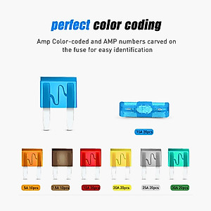 Nilight - 50034R 10 Pack 12V Car Add-A-Circuit Fuse Tap Adapter Mini Atm Apm Blade Fuse Holder with 120 PCS Mini Blade Fuse Assortment Kit (5, 7.5, 10, 15, 20, 25, 30) AMP for Cars,Trucks,Boats