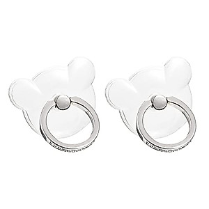 uxcell Transparent Phone Ring Holders, Diamond Clear Finger Grip Stand for Phone, Case, Tablet (Bear Shape), 2Pcs