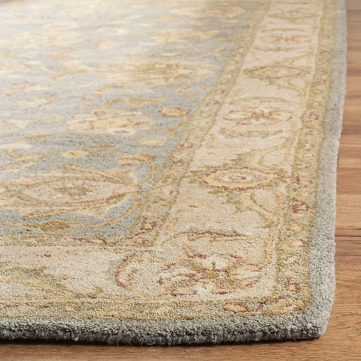 SAFAVIEH Antiquity Collection 3' x 5' Blue / Beige AT312A Handmade Traditional Oriental Premium Wool Area Rug
