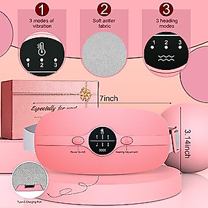 HZD Portable Cordless Heating Pad, Period Menstrual Heating Pad with 3 Heat Levels and 3 Massage Modes, Portable Electric Fast Heating Belly Wrap Belt for Women and Girl