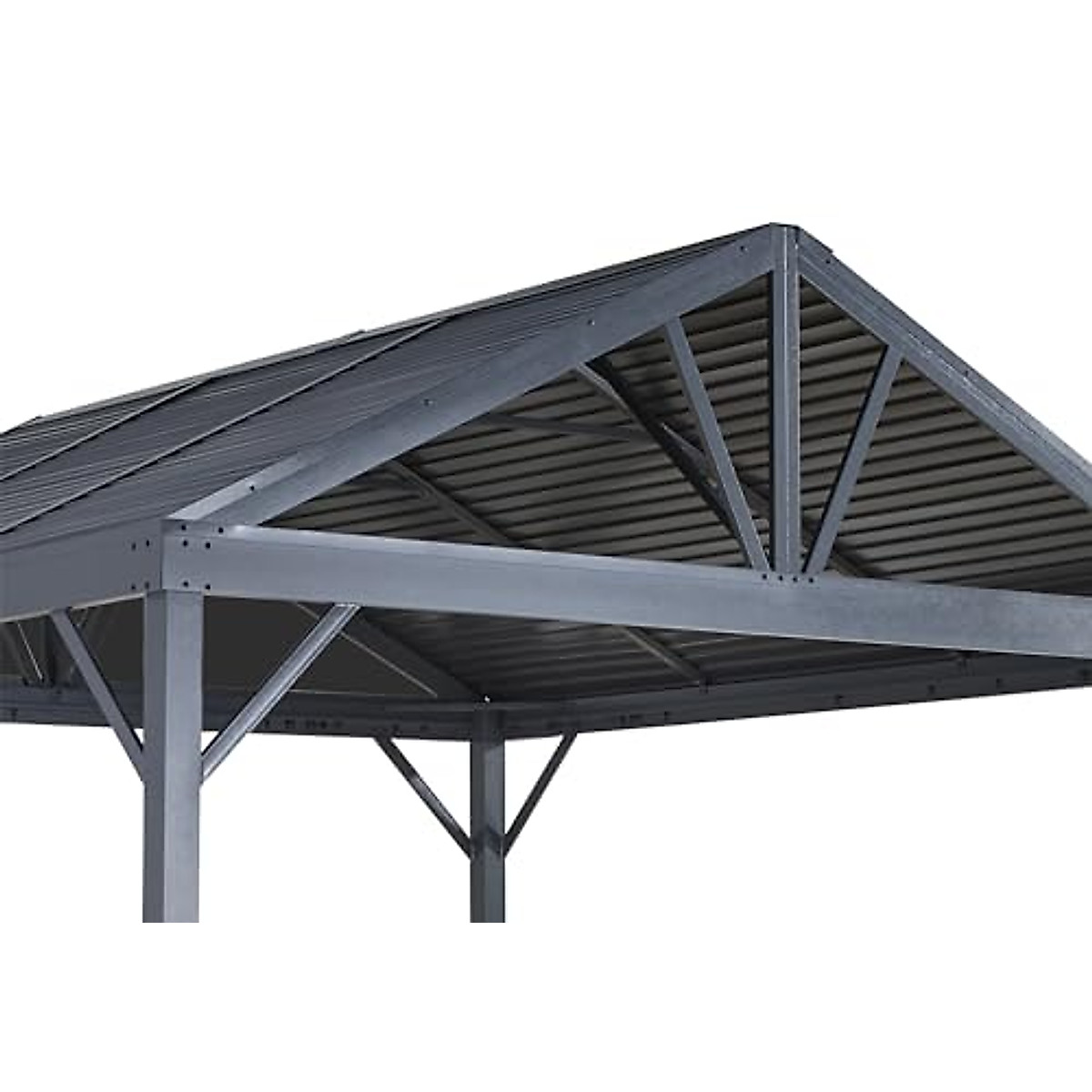 Sojag 8' x 8' Sanibel I Hardtop Gazebo Outdoor Weather-Resistant Aluminum Frame Sun Shelter Light Grey