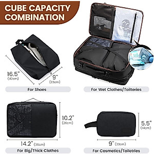 LOVEVOOK Carry on Backpack, Expandable 30-40L Travel Backpack Airline Approved, Waterproof Anti-Theft Backpack for Travel,17 Inch Laptop Backpack with USB Port for Men & Women, Black