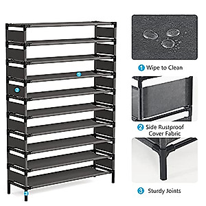Tribesigns 10 Tiers Shoe Rack, Large Capacity Shoe Organizer, Shoe Shelf for 50 Pair, Large Shoe Rack, Extra Large Shoe Shelf