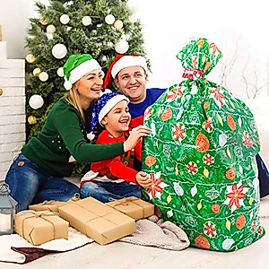 Extra Large Christmas Gift Bag 56”x36” Jumbo Large Gift Bags Christmas Wrapping for Xmas Present – Large Size Plastic Giant Gift Bags for Huge Gifts - Heavy Duty Big Gift Sack with Tag & Tie