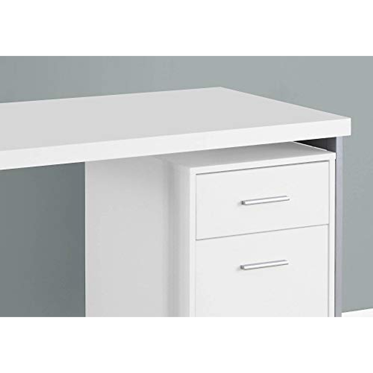 Monarch Specialties Contemporary Laptop Table with Drawer and File Cabinet Home & Office Computer Desk-Metal Legs, 48" L, White-Silver