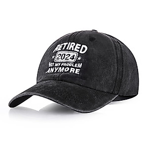 LAMCEPLU Retirement Gifts for Men, Retirement Hats 2024, Funny Retired Gift for Men/Women Adjustable Cotton Embroidery Baseball Cap (US, Alpha, One Size, Large, Standard, Grey)