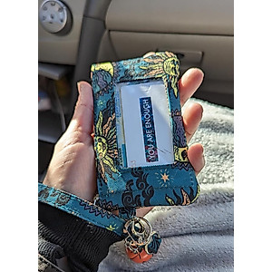 surfer id case wallet for women for lanyards, Zip Driver Licence Holder((Sun Moon)