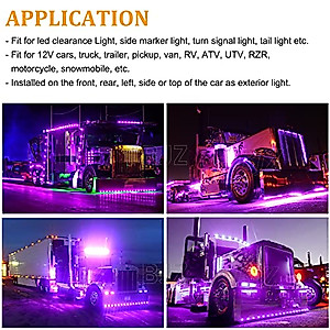 BJZ 3/4'' LED Trailer Marker Clearance Lights Purple Round 12V Automotive Side Marker Turn Signal Tail Indicator Light Assemblies Waterproof for Trailer Truck ATV UTV RV Van Bus, 10Pcs w/Clear Lens