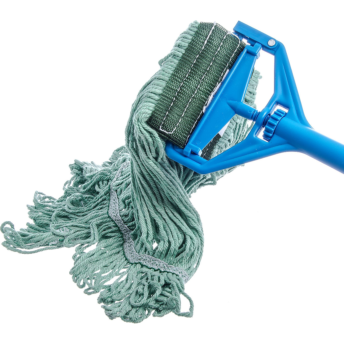 SPARTA Flo-Pac Cotton Mop Head, Loop-Ended, Wide Band with Green Band for Organized Cleaning, Medium, Green