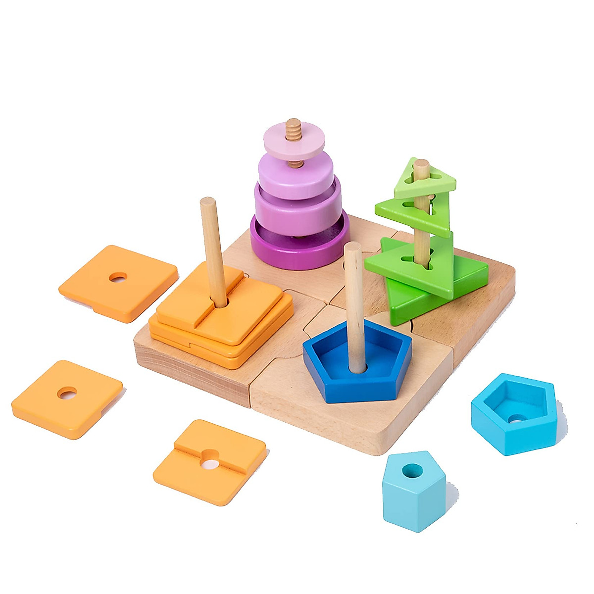 Adena Montessori 4-in-1 Shape Color Sorting Toy for Toddlers