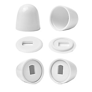 Jwodo Toilet Bolt Caps, 4Packs Universal Plastic Round Push-On Toilet Bowl Caps Covers, with Extra Washers for Easy installation, 1.43 Inch Height, White Color