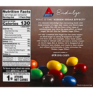 Atkins Endulge Chocolate Peanut Candies, Dessert Favorite, 0g Sugar, 20 Counts