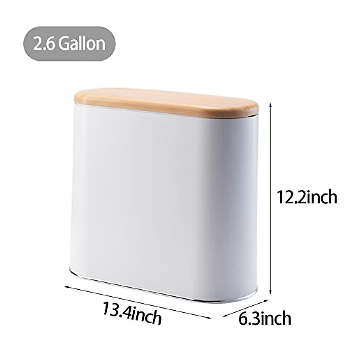 Slim Trash Can with Lid, 2.6 Gallon/10 Liter Plastic Double Barrel Wastebasket, Rectangular Garbage Container Bin for Bathroom, Bedroom, Kitchen, Office